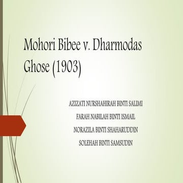 Mohori bibee v Dharmodas Ghouse | PPTX