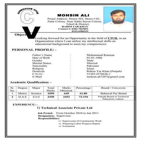 Mohsin ali cv | DOC