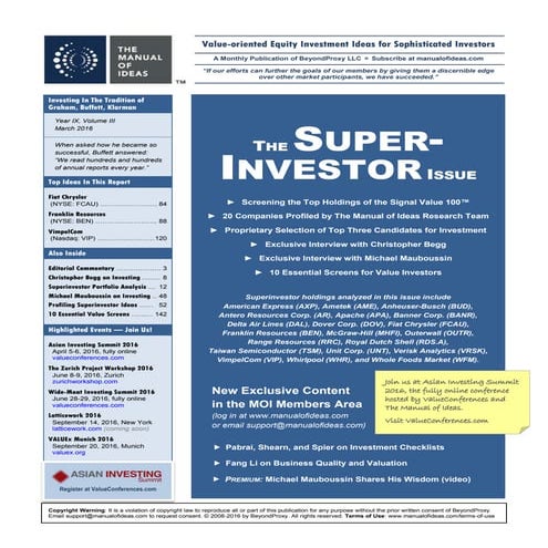 The Manual of Ideas - The Superinvestor Issue (Preview) | PDF