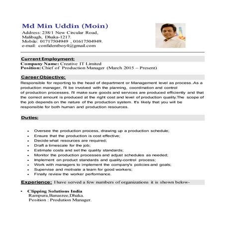Moin ahmed cv | DOCX | Business | Business and Finance