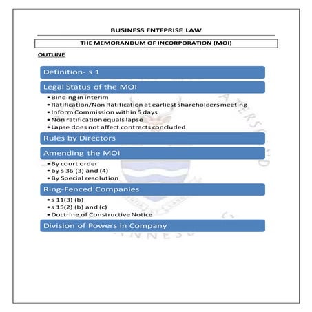 Memorandum of Incorporation in terms of The Companies Act | DOCX