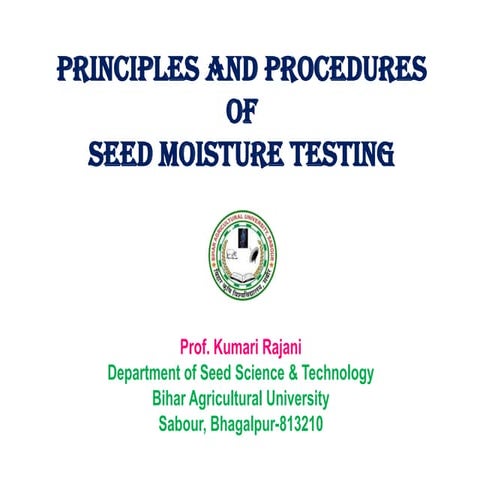 Determination of seed moisture content | PPT