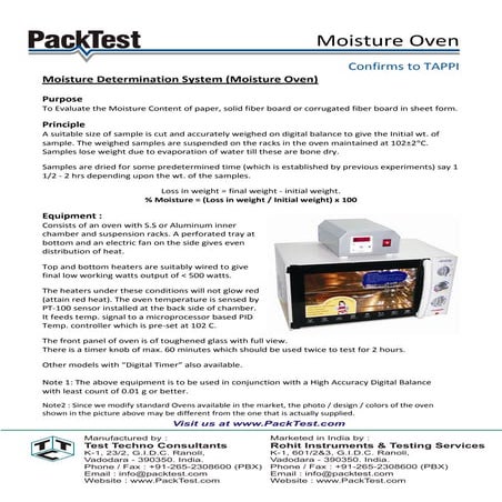 Moisture oven | PDF