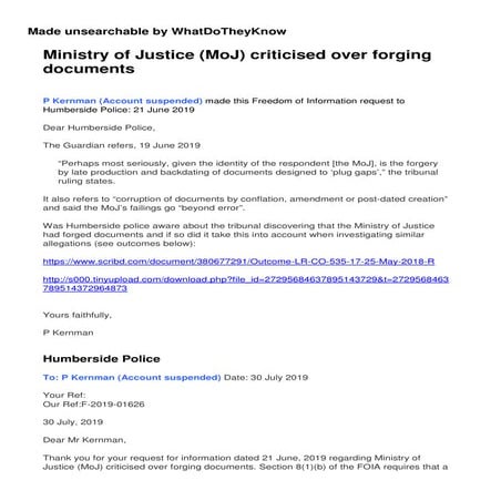 Moj criticised over forging documents | PDF