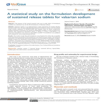 A statistical study on the formulation development of sustained release ...