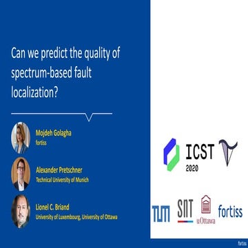 Can We Predict The Quality Of Spectrum Based Fault Localization Ppt 7631