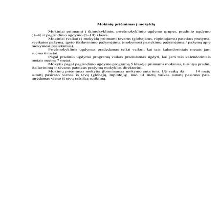 Mokiniu priemimas i mokykla | DOC