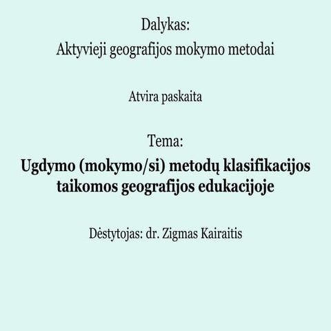 Mokymo(si) metodai | PDF