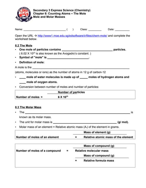 The Mole Mole And Molar Masses | PPT | Chemistry | Science