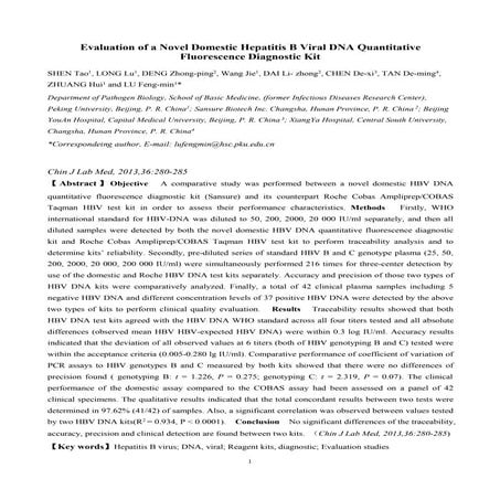 Molecualr diagnostics ,comparison with roche hbv kit | PDF