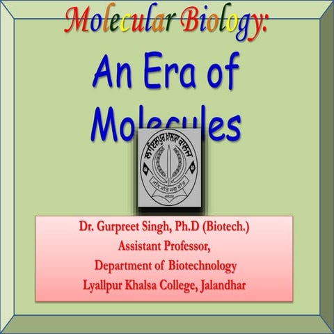 Molecular biology lecture | PPT