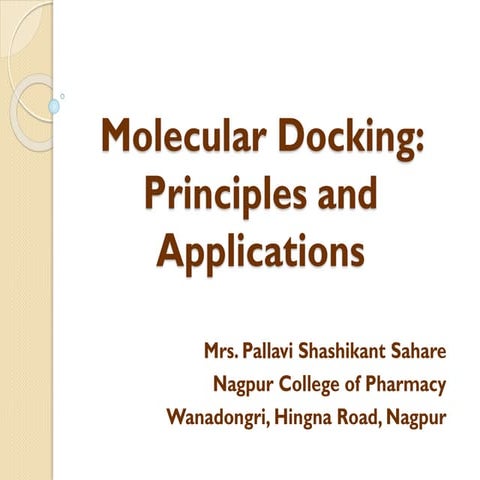 Molecular Docking ppt._Computer aided Drug Design | PDF