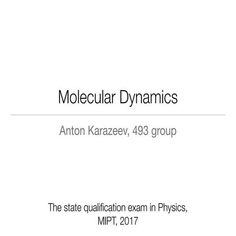 Molecular Dynamics | PDF