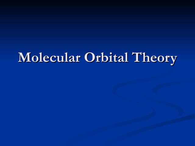 Molecular Orbital Theory Mot Pptx