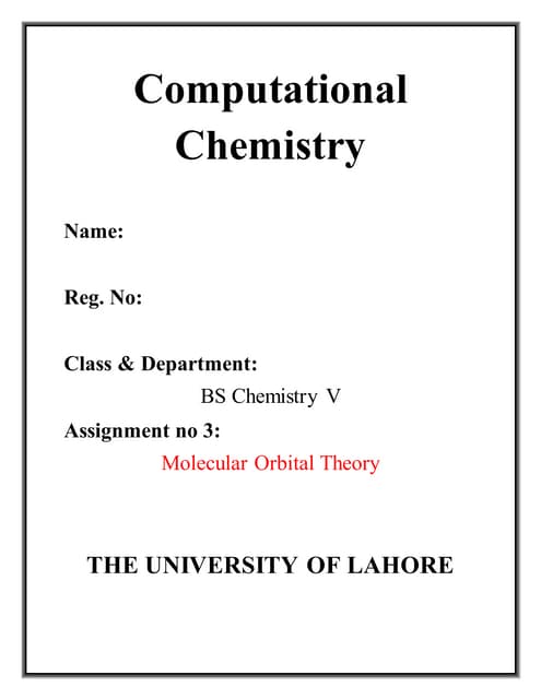 Molecular orbital theory(mot) of SF6/CO2/I3-/B2H6 | PPTX