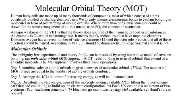 Molecular Orbital Theory (MOT) | PPTX