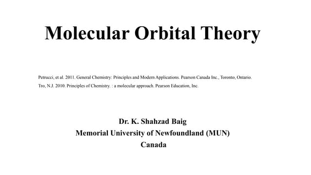 Molecular orbital theory(mot) of SF6/CO2/I3-/B2H6 | PPTX