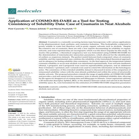 Application of COSMO-RS-DARE as a Tool for Testing Consistency of ...