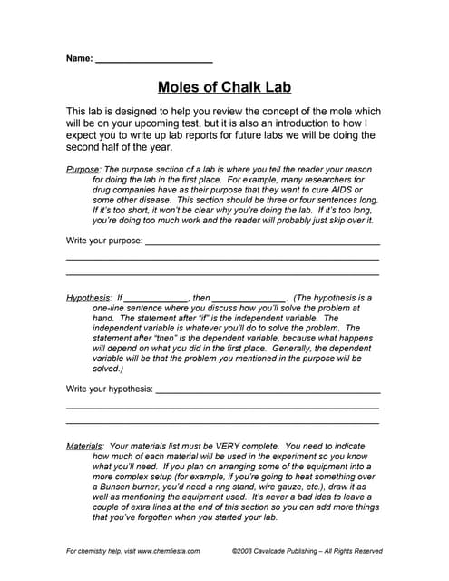 Mole concept lab | PDF