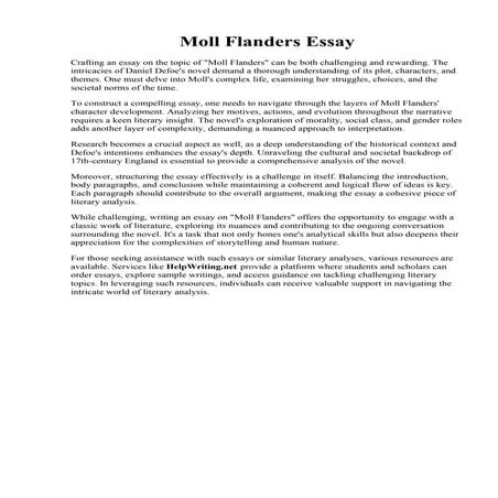 Moll Flanders Essay. The Fortunes and Misfortunes of the Famous Moll ...