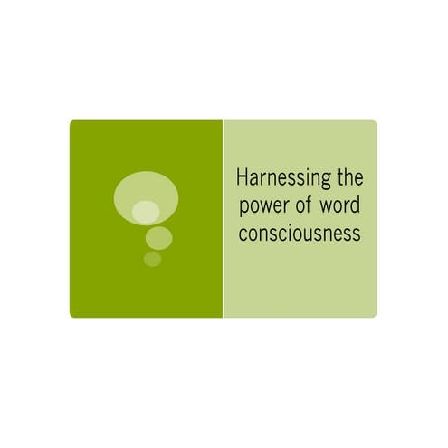 Harnessing the power of word consciousness | PDF | Education