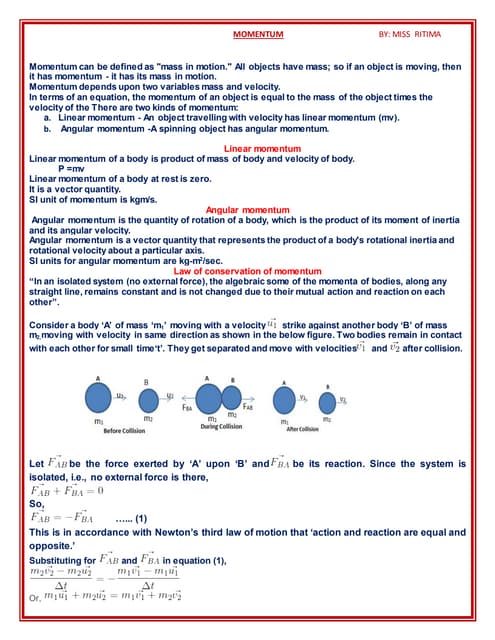 Momentum | PPTX | Physics | Science