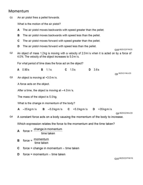 MOMENTUM IGCSE PHYSICS WORKSHEET MOMENTUM | PDF MOMENTUM IGCSE PHYSICS WORKSHEET MOMENTUM | PDF