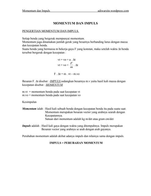 Soal impuls dan momentum | PDF