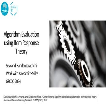 GECCO 2024 Tutorial on Algorithm Evaluation using Item Response Theory | PPT