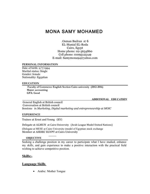 MONA CV | PDF