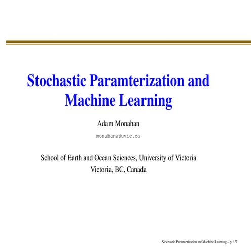 CLIM: Transition Workshop - Stochastic Parameterization of Subgrid-Scale Air-Sea Fluxes - Adam ...