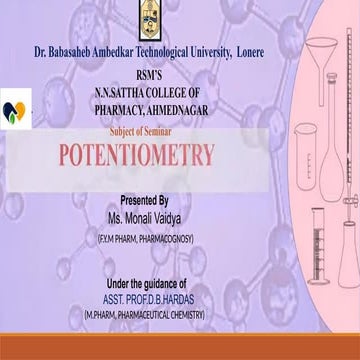 Potentiometry principle,reference and indicator electrode | PPTX