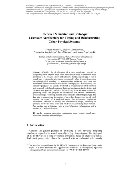 A Java-Compatible Multi-Thread Middleware for an Experimental Wireless Sensor Network Platform | PDF