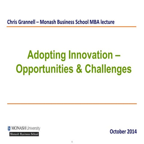 Innovation Challenges & Opportunities - Monash Business School | PPT