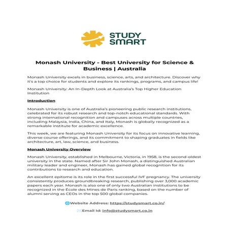 University of the week – Monash University, Australia | PDF