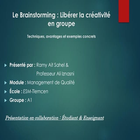 La technique Brainstorming: favoriser la créativité en groupe pdf | PDF | Hobbies & Interests