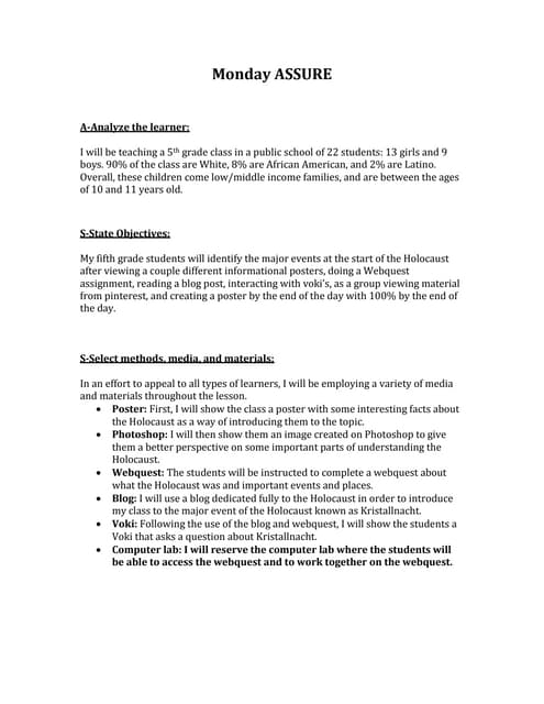 Assure assignment Monday | PDF