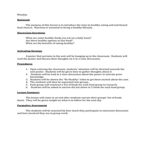 Monday lesson | DOCX