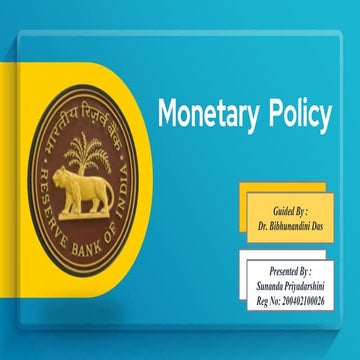 Monetary Policy by RBI | PPTX