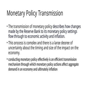 monetary policy mechanism refers to how central banks use tools like ...