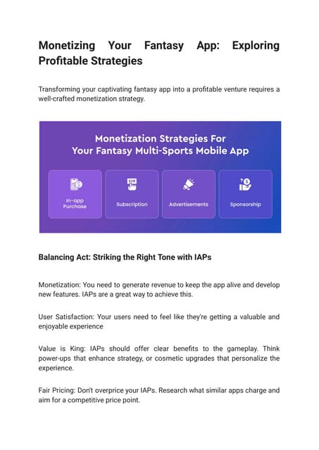 Monetizing Your Fantasy App Exploring Profitable Strategies Pdf