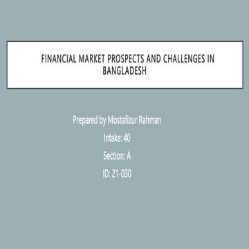 Financial Market Prospect and challenge in Bangladesh | PPTX