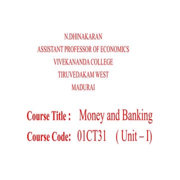 Money and Banking I | PPTX | Currencies | Economy