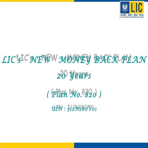 Money Back 820 (20 years) | PPT | Life Insurance | Insurance