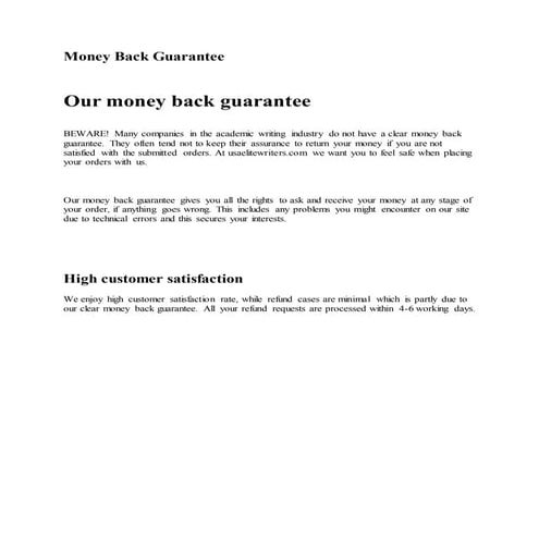 Money back guarantee | PDF