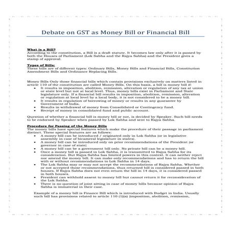 Money bill vs finance bill | PDF