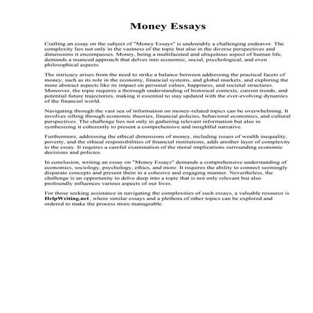 Money Essays. Reading Area Community College | PDF | Personal Finance
