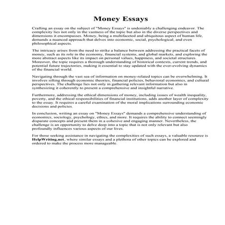 Money Essays | PDF