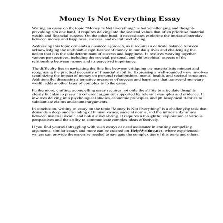 Money Is Not Everything Essay | PDF