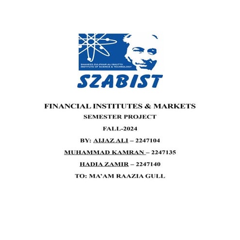 Money Market Project of course Financial institutes and markets | DOCX